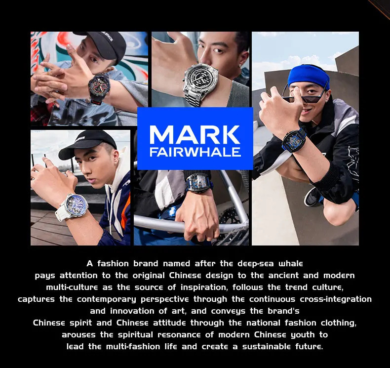 Mark Fairwhale 5031 Men Funny Quartz Watch recessed wheel design Arabic ...