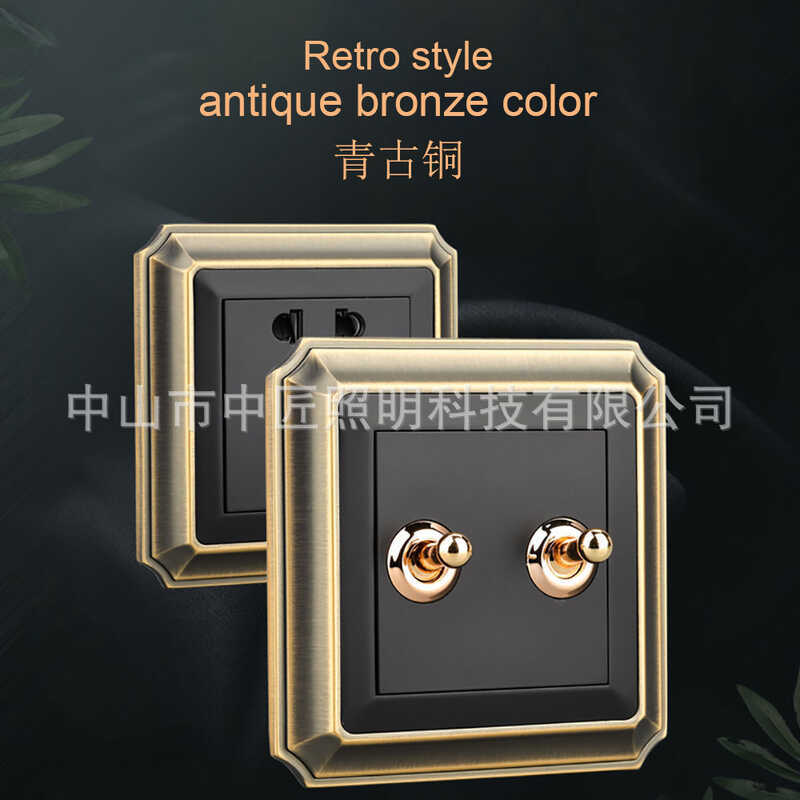 Type 86 Concealed Zinc Alloy Bronze Lever New Chinese Switch Socket ...