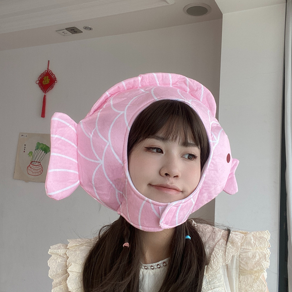 ~~ In Pillow ^ > Cute Funny Girl Heart ins Pink Carp Snapper Headgear ...