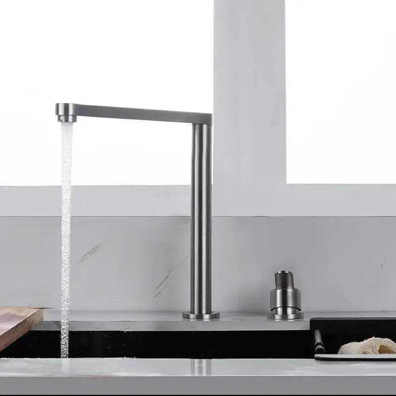 Hidden Lifting Folding Kitchen 304 Stainless Steel Faucet Hot and Cold ...
