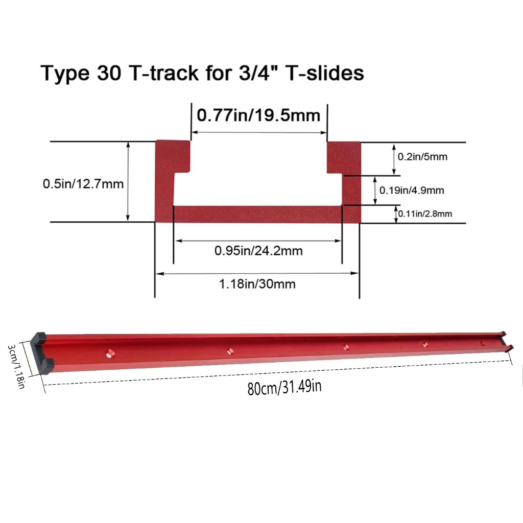 2PCS 800mm Woodworking T-slot Track Woodworking Slide Track Limit Guide ...