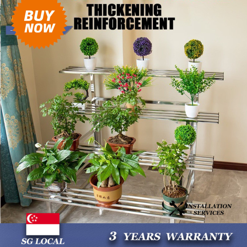 Stainless Steel Flower Rack Indoor/Outdoor Metal Plant Rack Ladder ...