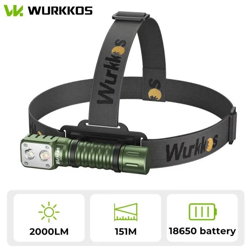 Wurkkos HD20 Headlamp Rechargeable 21700 Headlight 2000lm Dual LED ...