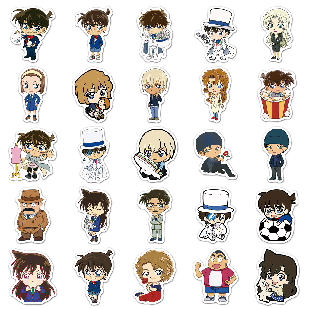 50pcs Detective Conan Anime Stickers Cartoon Decals Waterproof Graffiti ...