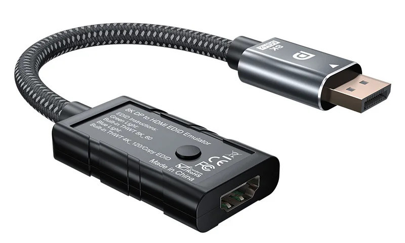 8K 60Hz DP to HDMI EDID Emulator 4K@120Hz Displayport to HDMI Adapter ...