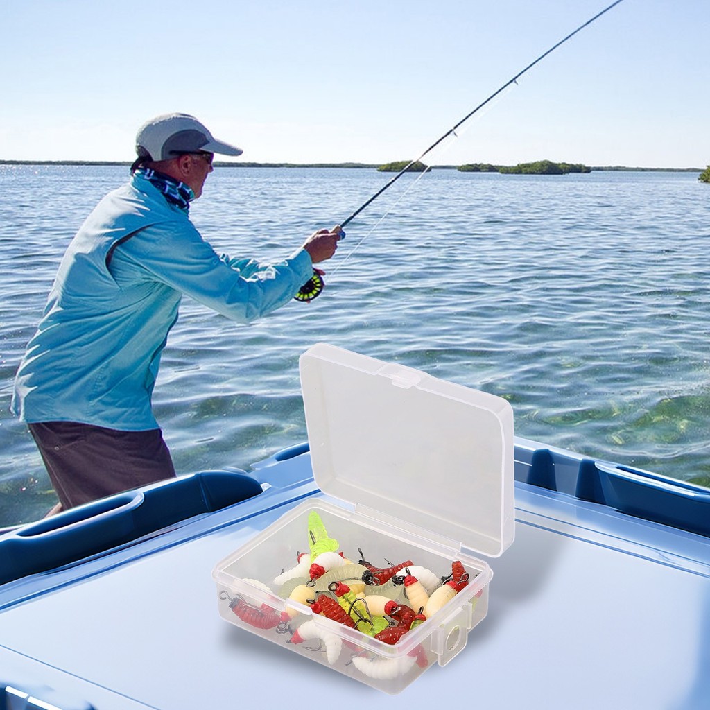 HODRDS. 30pcs Maggot Fly Fishing Wet Trout Flies Glow Worms Bait Grub ...