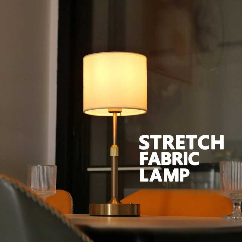 LED 5w Rechargeable Lamp Copper White Linen Fabric USB Touch Cordless ...