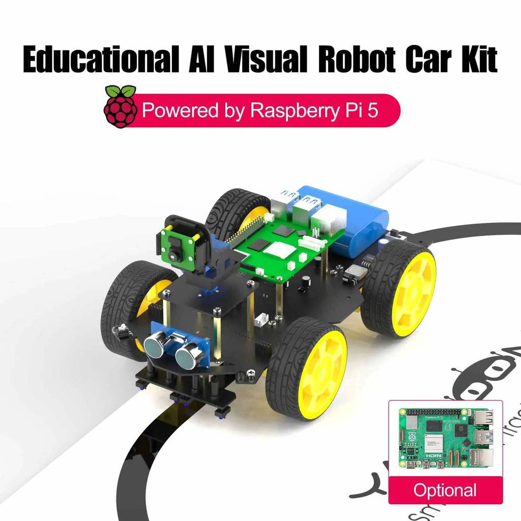 Raspberry Pi 5 Smart AI Vision 4WD Robot Car Electronic Kit DIY ...
