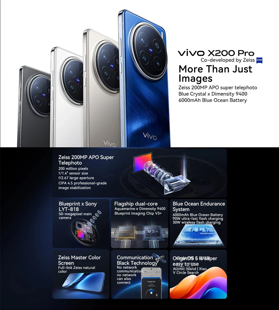 Vivo X200 Pro/Vivo X200/Vivo X200 Pro mini Dimensity 9400 Mobile Phone ...