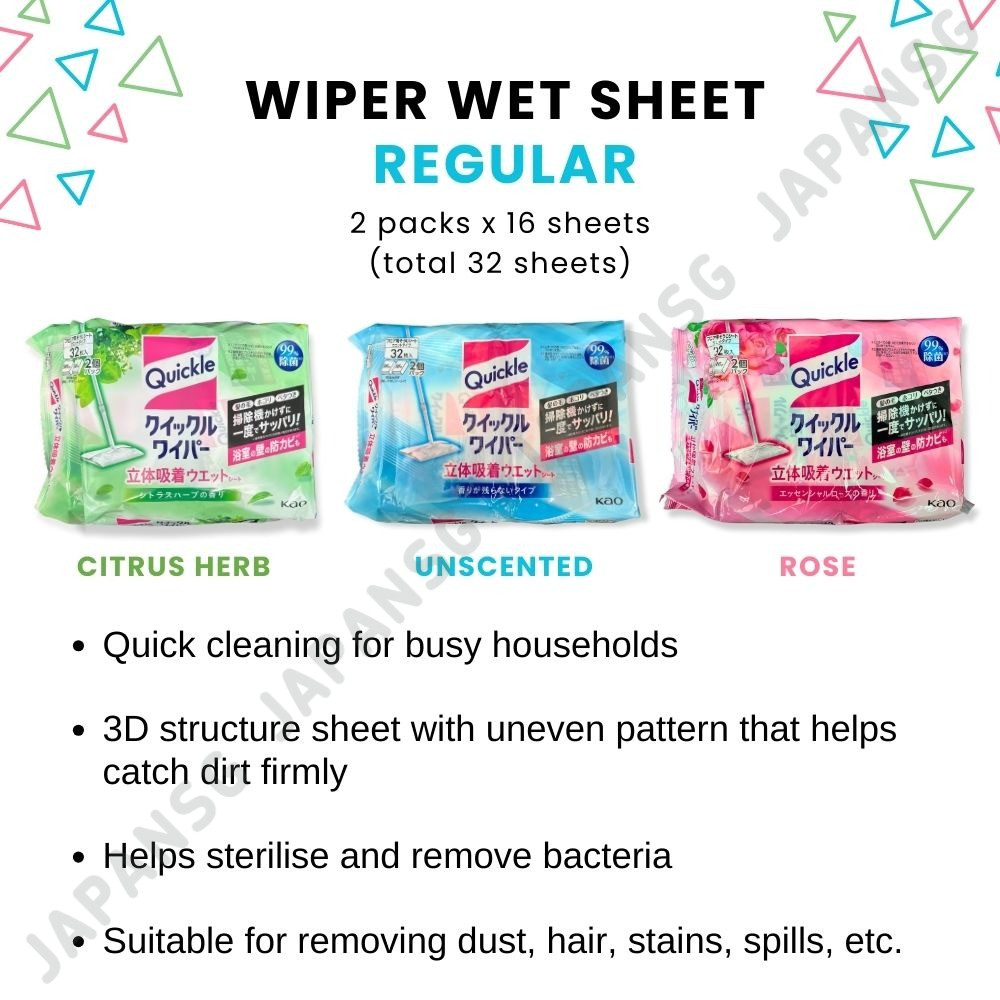 Kao Quickle (Magiclean) Wiper Floor Wet Wipes 24- Unscented/ Citrus ...