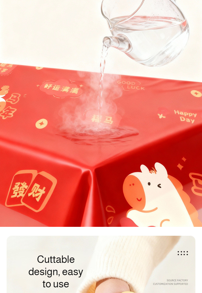 【Heavy-Duty & Disposable】Year of the Horse Plastic Tablecloth ...