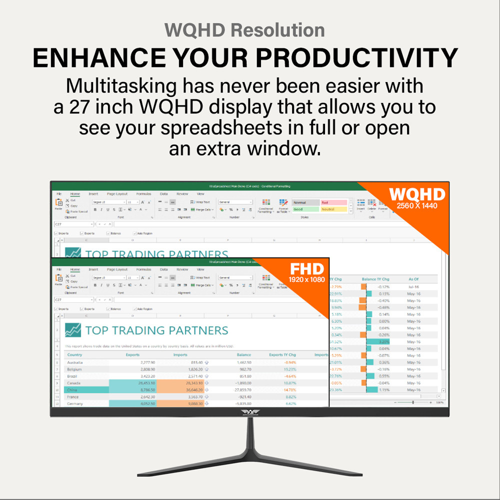 Armaggeddon 27'' 2K IPS WQHD Productivity Monitor Frameless with ...
