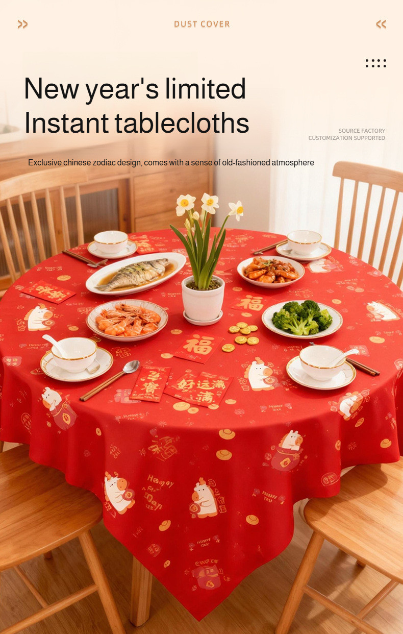 【Heavy-Duty & Disposable】Year of the Horse Plastic Tablecloth ...