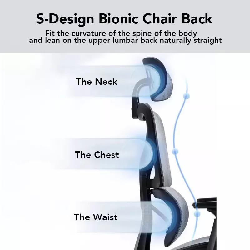 MR ING E1 Ergonomic Reclining Office Chair with Footrest Mesh Nap Chair ...