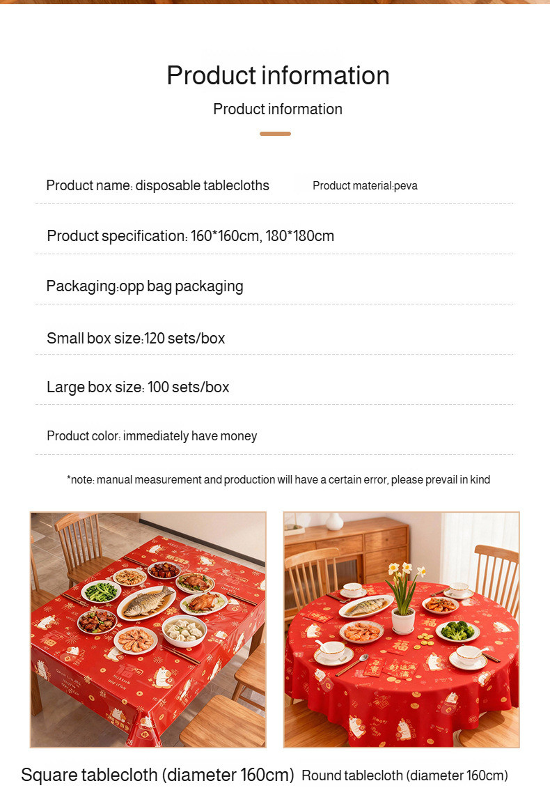 【Heavy-Duty & Disposable】Year of the Horse Plastic Tablecloth ...