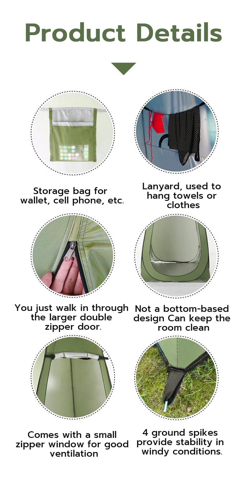 Outdoor Portable Shower Tent Instant Pop-up Camping Toilet Beach ...