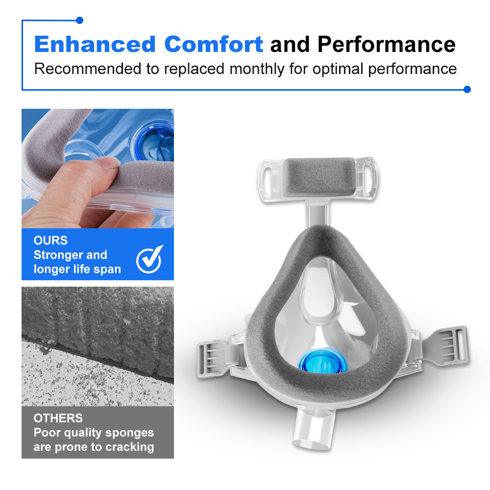 Memory Foam Full Face CPAP Mask Reusable Silicone Mask with Cushion ...