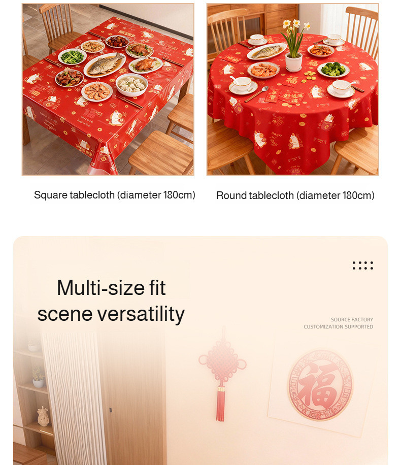 【Heavy-Duty & Disposable】Year of the Horse Plastic Tablecloth ...