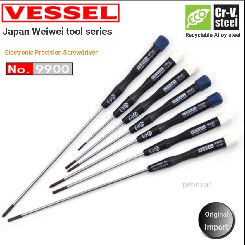 Japan VESSEL Precision Screwdriver 9900 Series Phillips Flat PH000 PH00 0.8 1.0 1.2 | Shopee ...