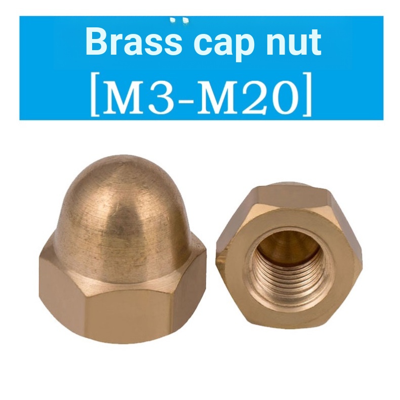 [M3 M4 M5 M6 M8 M10 M12 - M20] GB923 Brass Pure Copper Cap Nut Copper ...