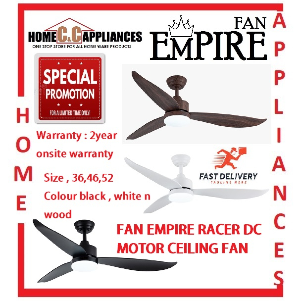 FAN EMPIRE Racer DC Ceiling Fan with 2-Year Onsite Warranty c/w 24W LED ...