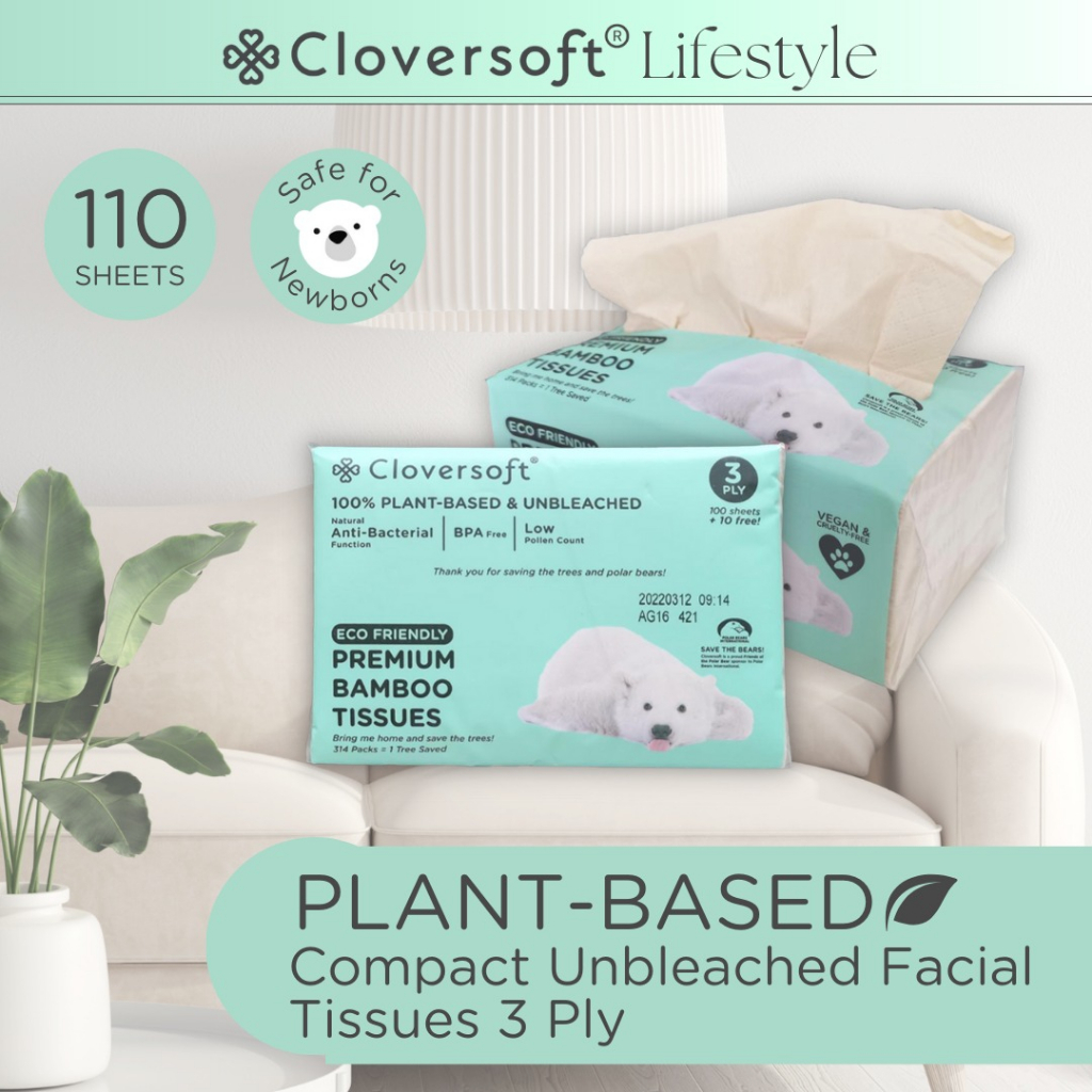 [Cloversoft Official] Compact Unbleached Bamboo Premium Facial Tissues ...