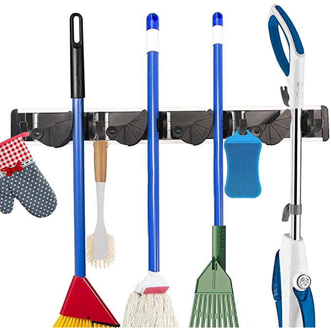 Mop Broom Holder Wall Mount Broom Organizer and Storage Rooms Garage ...
