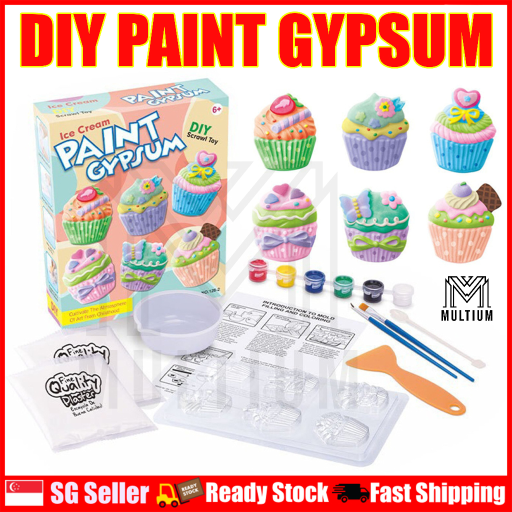 (Portrait Box) DIY Paint Gypsum - Cupcake | Kid Plaster Painting | Art ...