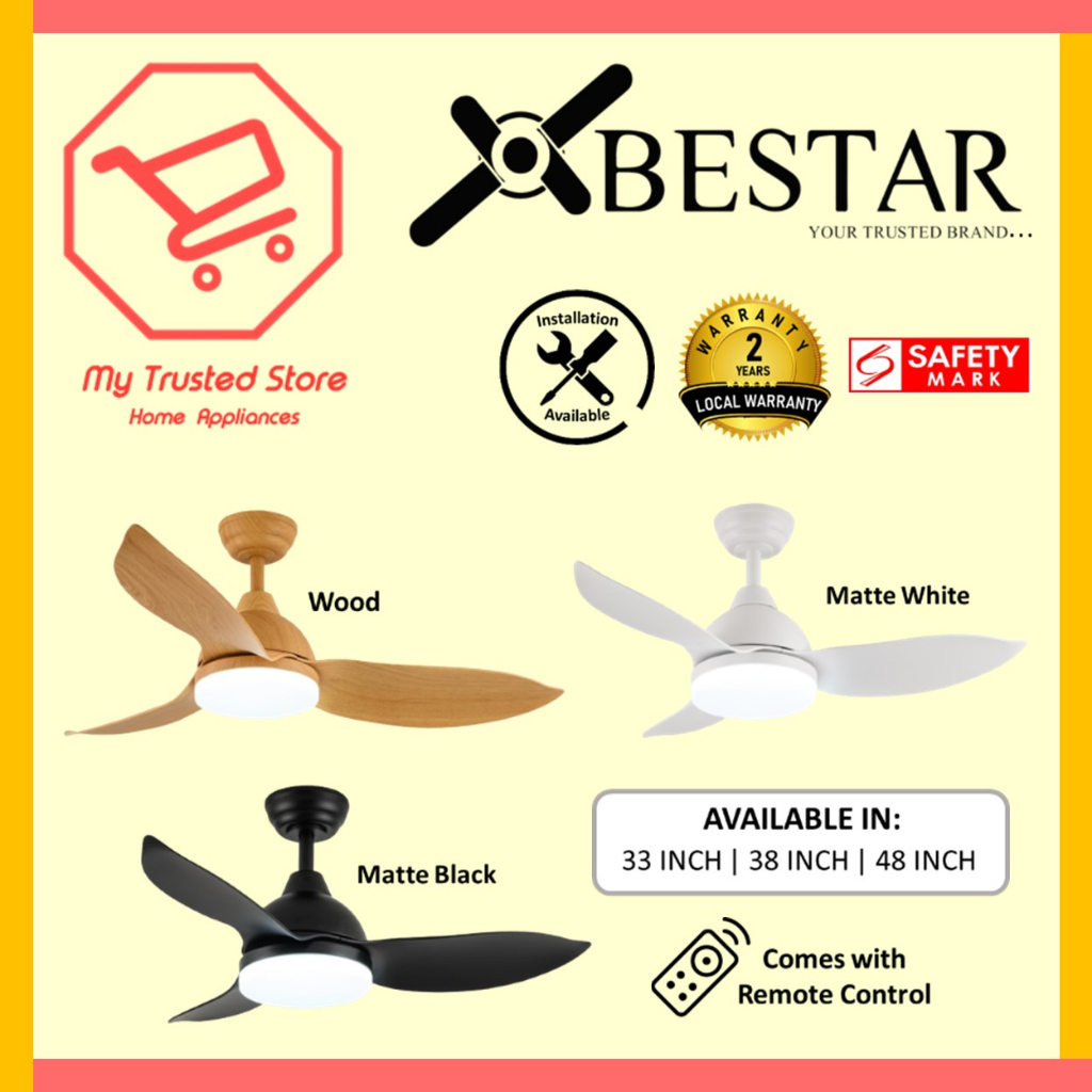 BESTAR RAPTOR DC Motor 3 Blade Ceiling Fan with 3 Tone LED Light Kit ...