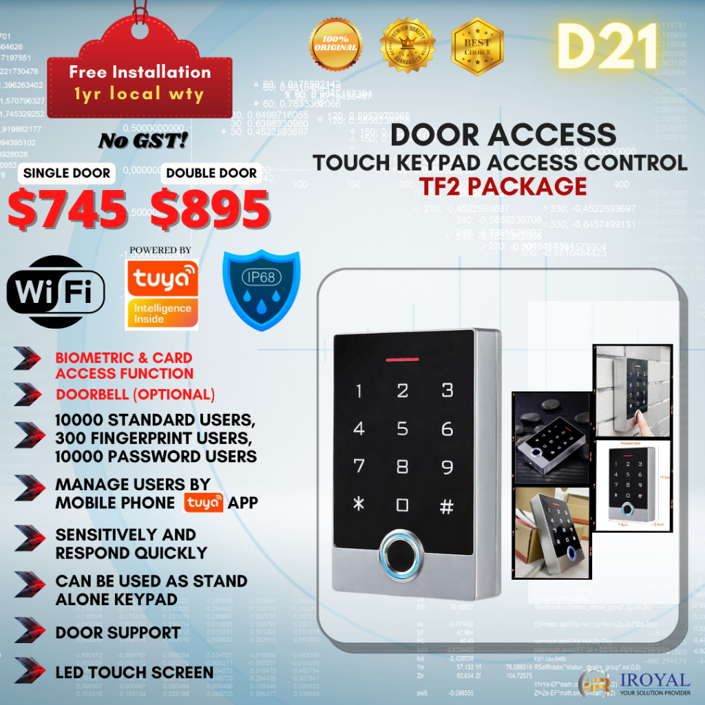 D21 WiFi Tuya IP68 Waterproof Door Access Control System Standalone Keypad RFID Card Fingerprint ...