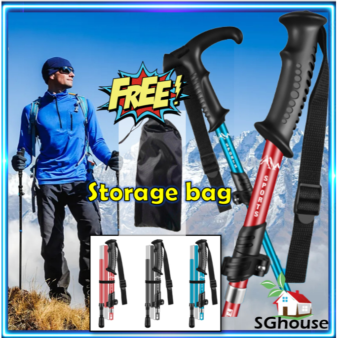 Collapsible Tri-fold Trekking Hiking Poles Foldable Hiking Stick Carbon ...