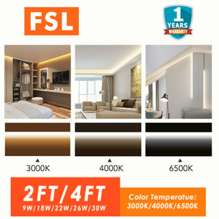 FSL T8 LED TUBE (double-ended connection) 9W / 18W / 22W / 26W / 30W (2ft 4ft) | Shopee Singapore