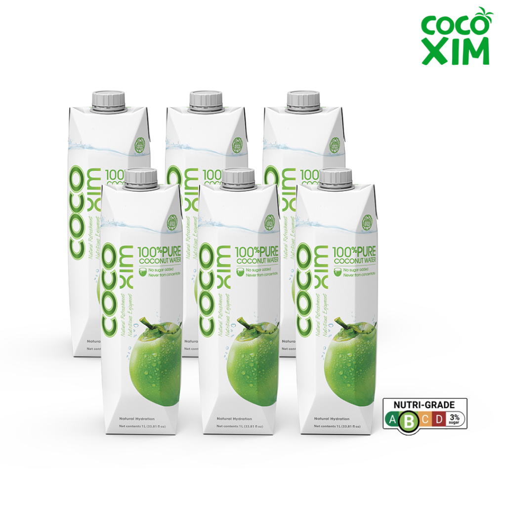 [COCOXIM] Pure Coconut Water 1L - Bundle of 6 - 100% Natural Coconut ...