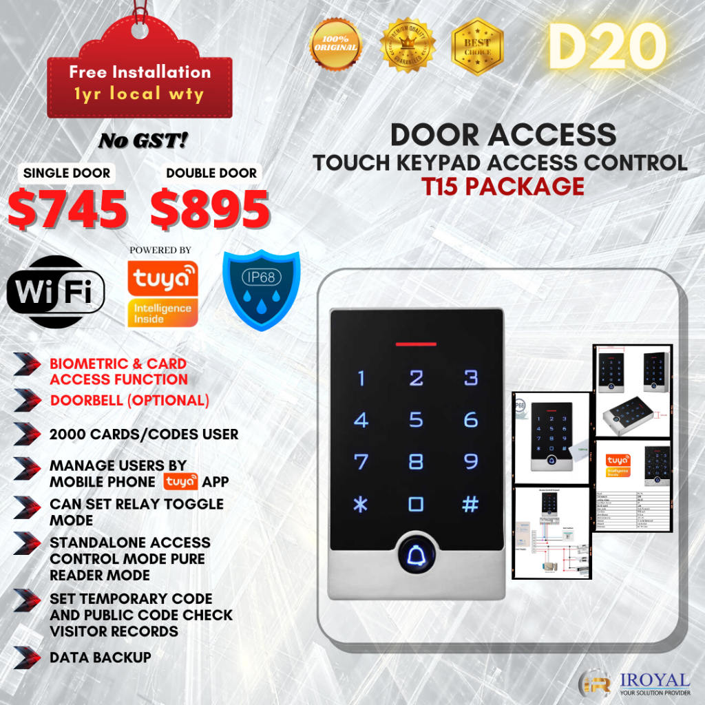 D20 IP68 Waterproof Standalone RFID Access Control System Metal Touch ...