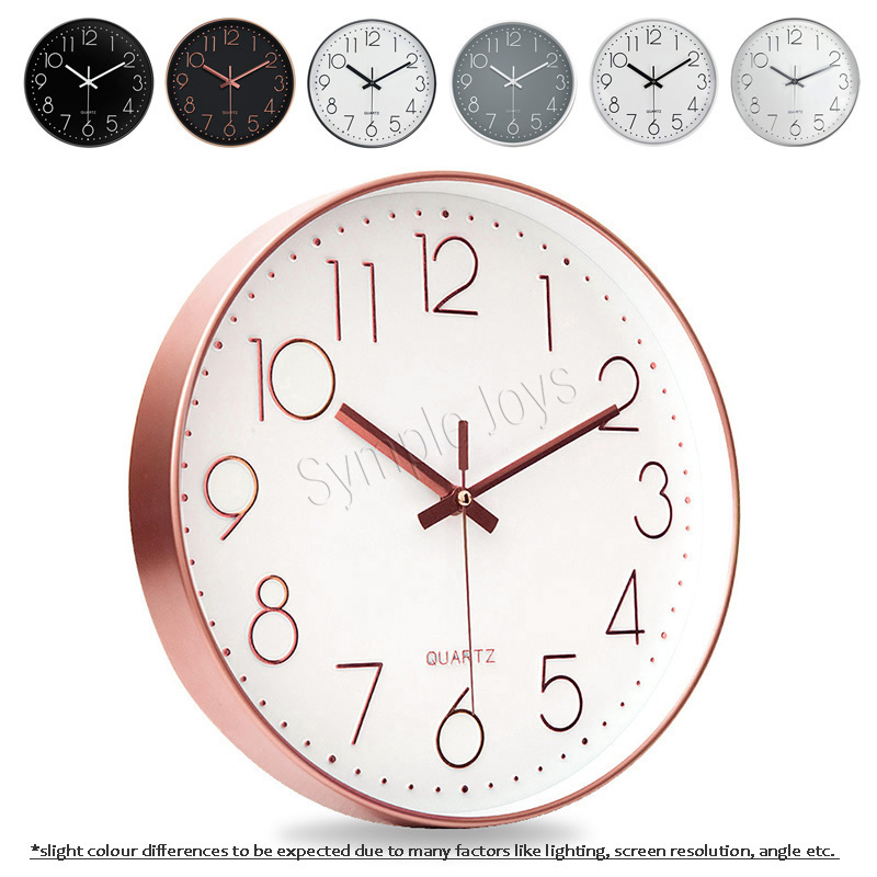 [Free Battery and Hooks] Wall Clock Silent Quartz Movement 30cm Round ...