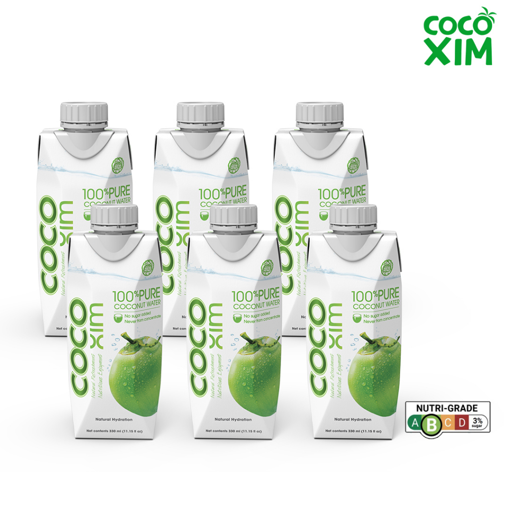 [COCOXIM] Pure Coconut Water 330ml - Bundle of 6 - 100% Natural Coconut ...