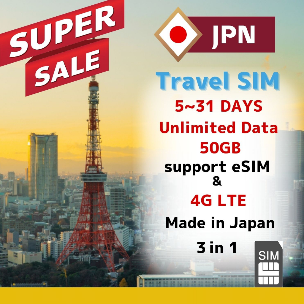 Japan Sim Card unlimited Data 4G LTE High Speed 5-31Days Support eSIM ...