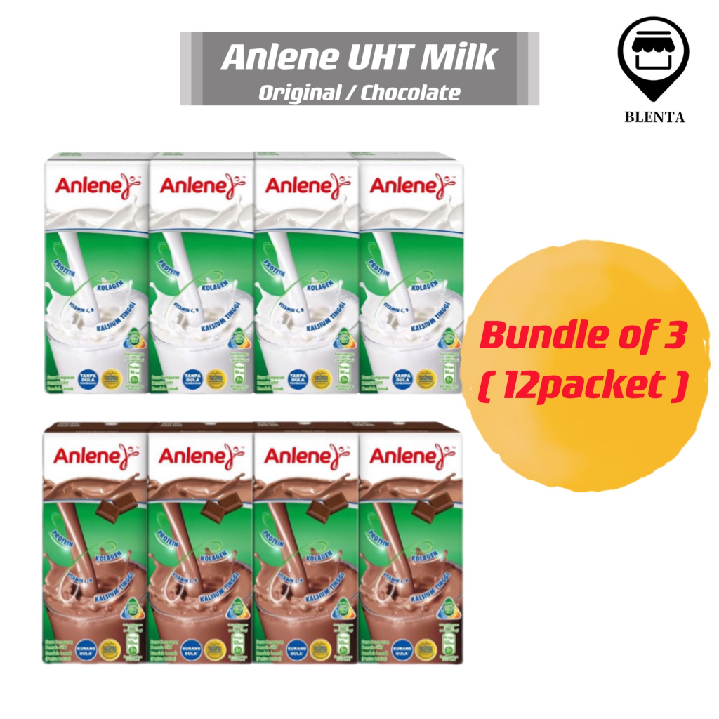[🔥11Nov - 13Nov PROMOTION]Anlene UHT Milk Original / Chocolate 180ml x ...