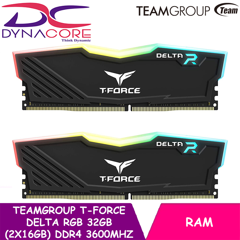 TeamGroup T-FORCE Delta RGB 32GB (2x16GB) DDR4 3600MHz CL18 Dual ...