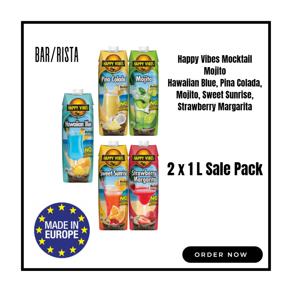 Happy Vibes Pre-Mix Mocktails/Mixers Various Flavours 2 x 1L Carton ...