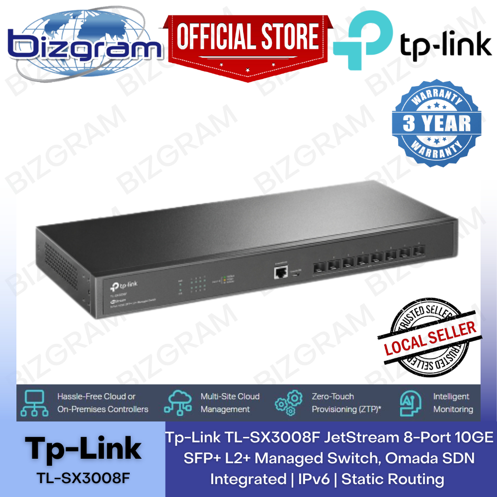 Tp-Link TL-SX3008F JetStream 8-Port 10GE SFP+ L2+ Managed Switch, Omada ...