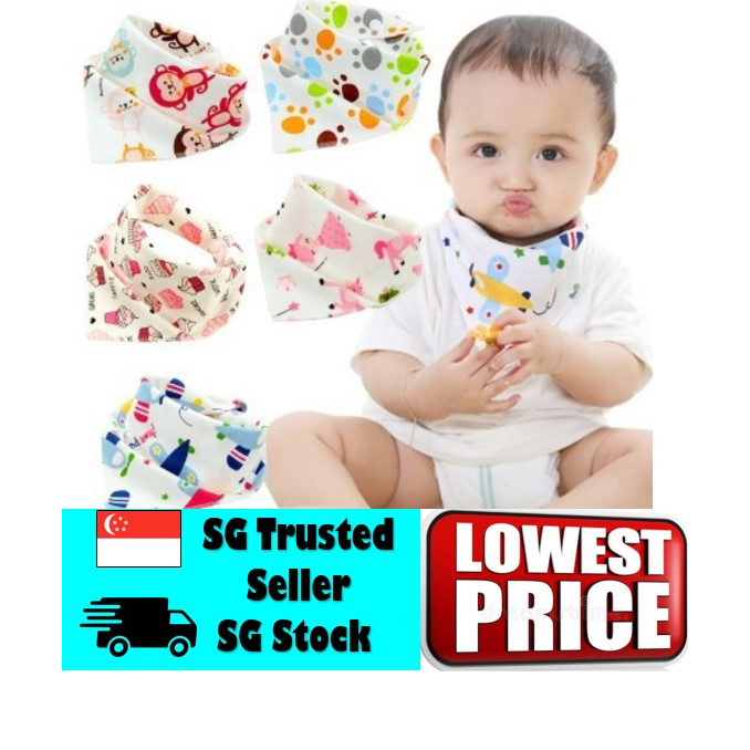 [FREE SHIPPING/SG Seller/Instock] Triangle Baby Bib with Cartoon Design ...
