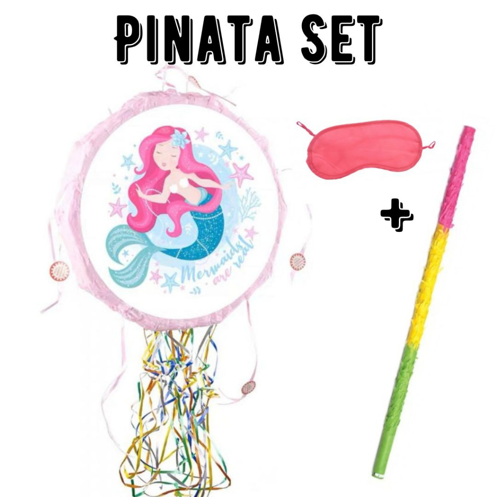 [SG Stock] Pink Mermaid Theme Round Shape Pinata Fill with Sweets Whack ...