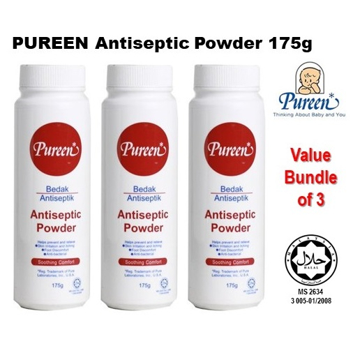 3pc Antiseptic Baby Powder 175g - 3-Bottle Bundle [PUREEN - SG Stock ...