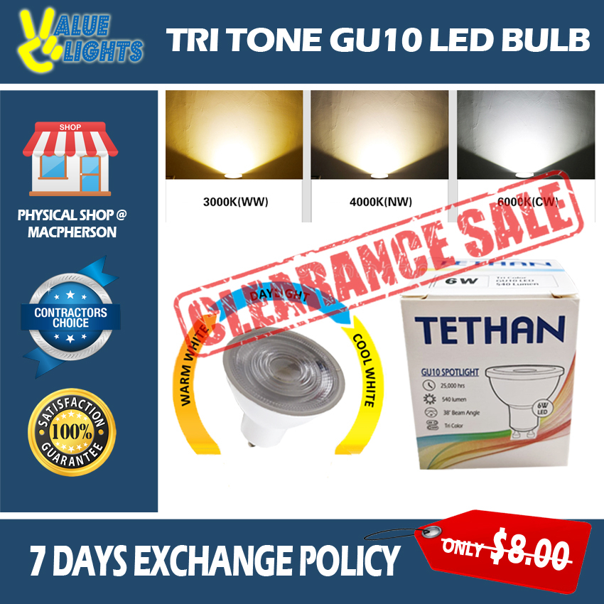 CLEARANCE 6W Tri Color GU10 LED Spotlight 3 Tone Bulb | Shopee Singapore