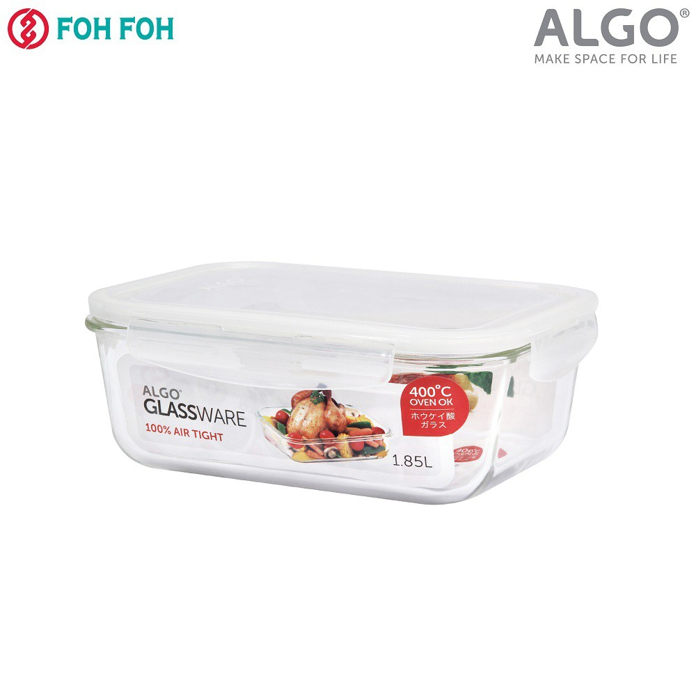 [Membership] Algo Glass Container 1850ml Rectangular - Foh Foh | Shopee ...