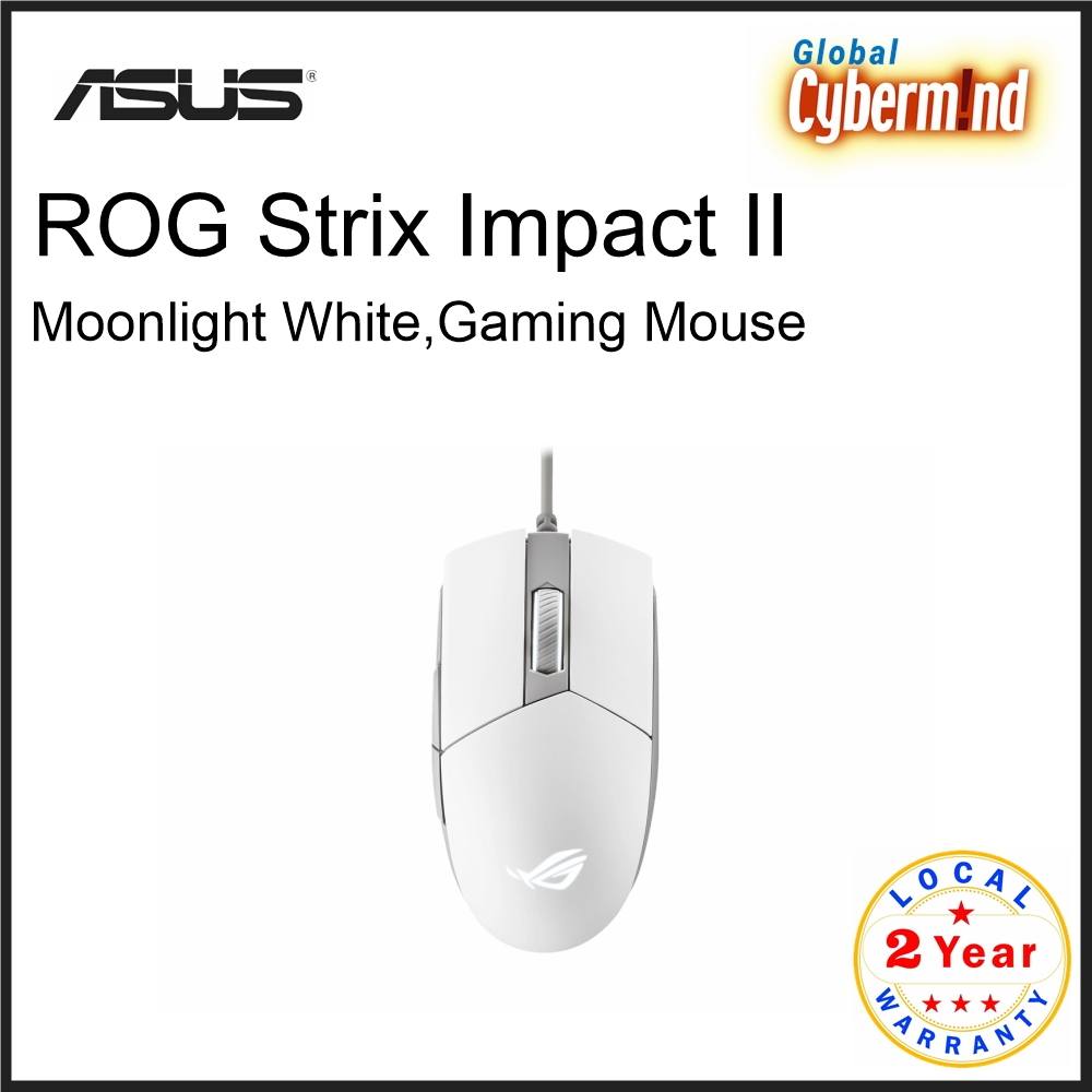 ASUS ROG STRIX IMPACT II Moonlight White, Optical Gaming Mouse ...