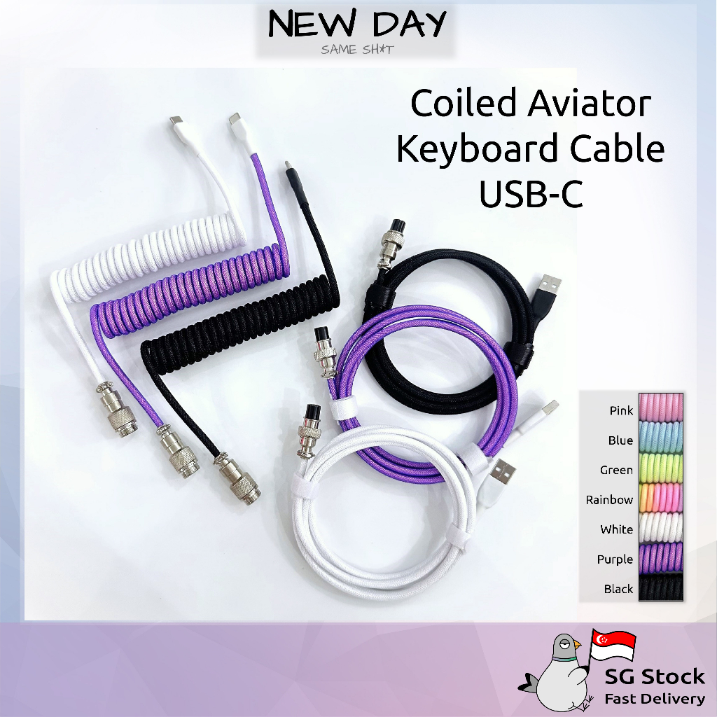 [SG] Double-Sleeved Coiled Aviator Mechanical Keyboard Cable USB-C ...
