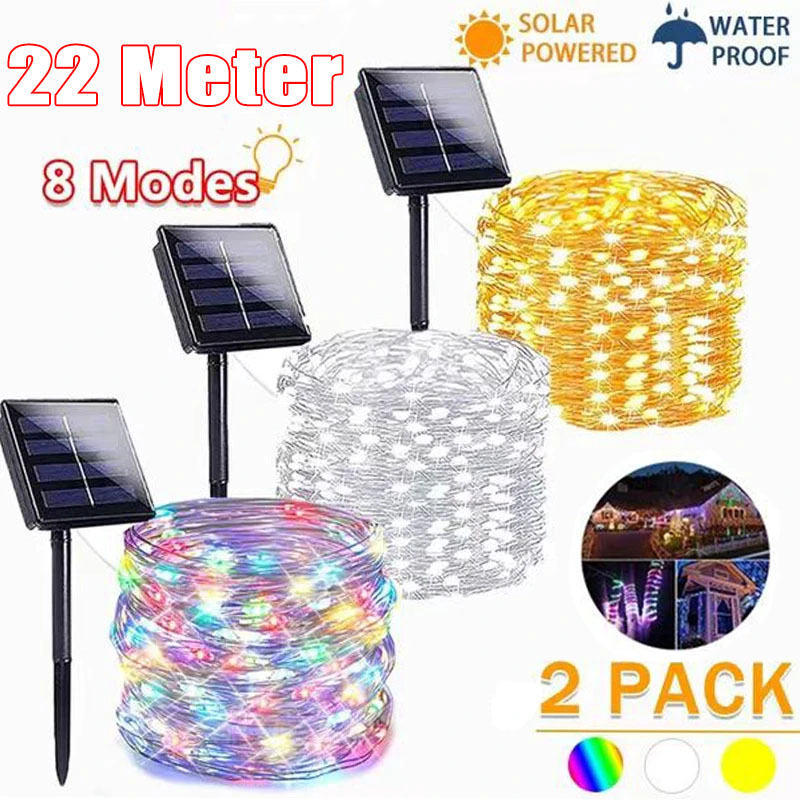 Lampu Diwali 2PCS 22M Outdoor Solar Deepavali Light LED Fairy Lights 8 ...