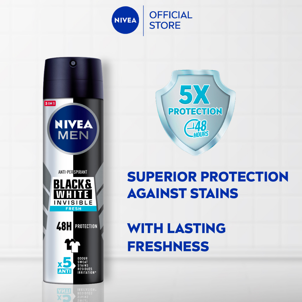NIVEA Deodorant Male Black & White Fresh Spray 150ml / Fresh / Perfume ...